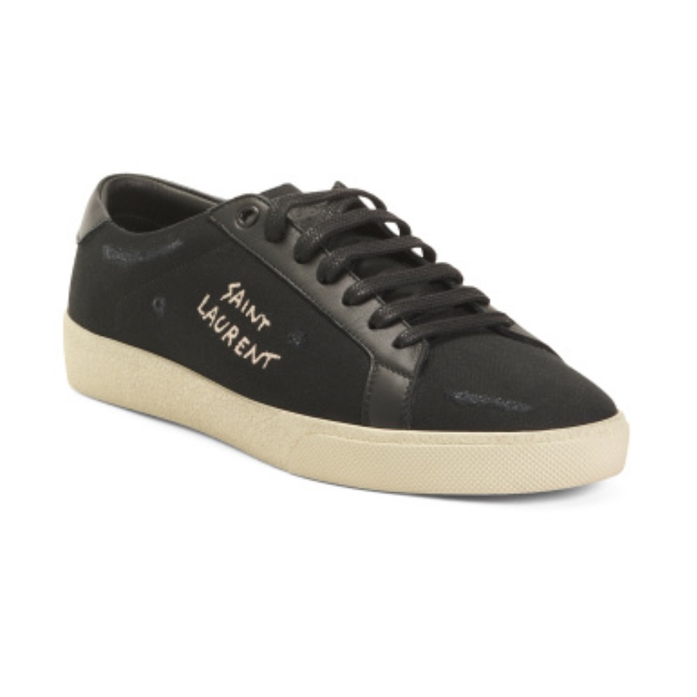 Auth Saint Laurent Canvas/Leather Black On Black Cour… - Gem